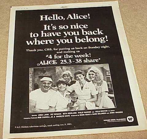 Alice: 1983 Trade Ad - Sitcoms Online Photo Galleries